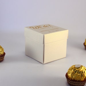 50 White Gold Gift Boxes With Lids Personalized Wedding Favor Boxes ...