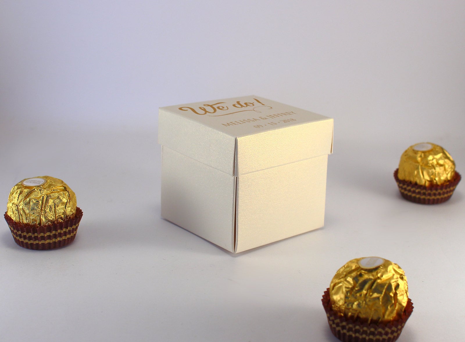 50 White Gold Gift Boxes With Lids Personalized Wedding Favor Boxes ...