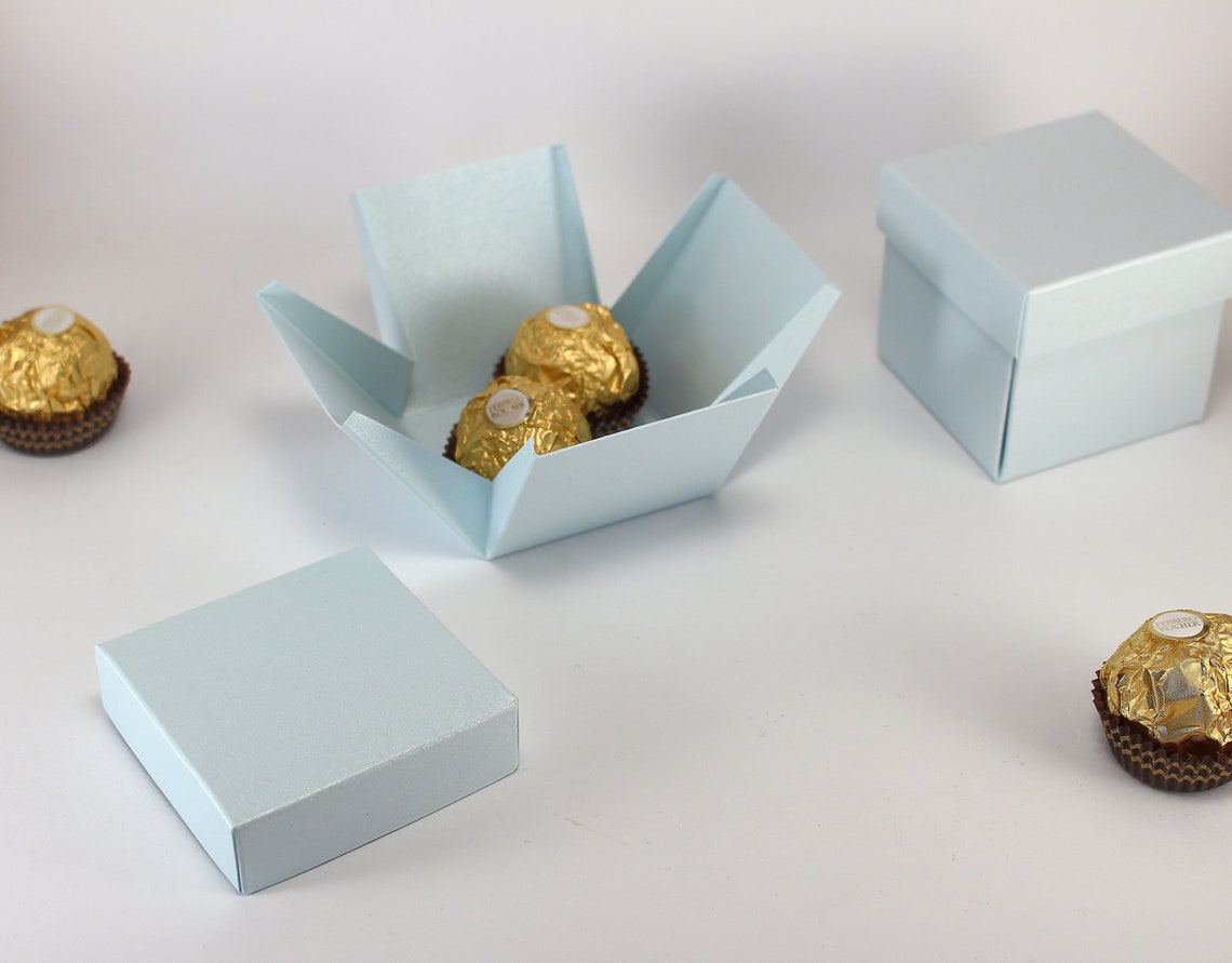 35 Favor Boxes, Baby Blue Party Gift Boxes With Lids, 6cm 2.4" Cube Box ...