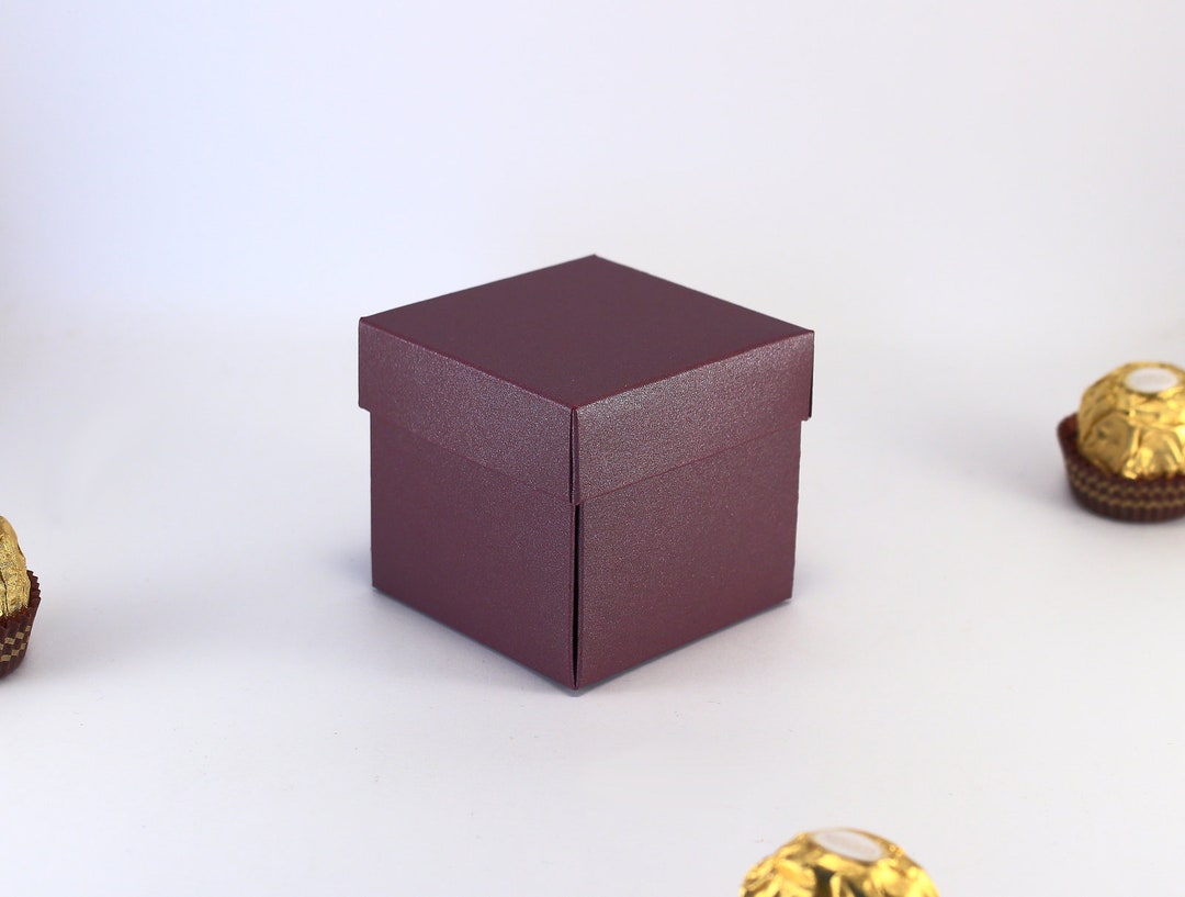 10 Favor Boxes - Small Burgundy RED Gift Boxes With Lids - Bridal ...