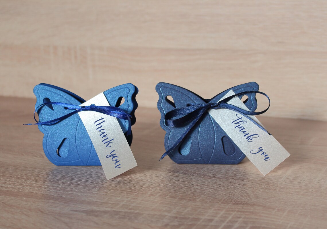 12 Small Blue Gift Boxes With Ribbon Butterfly Themed | Etsy