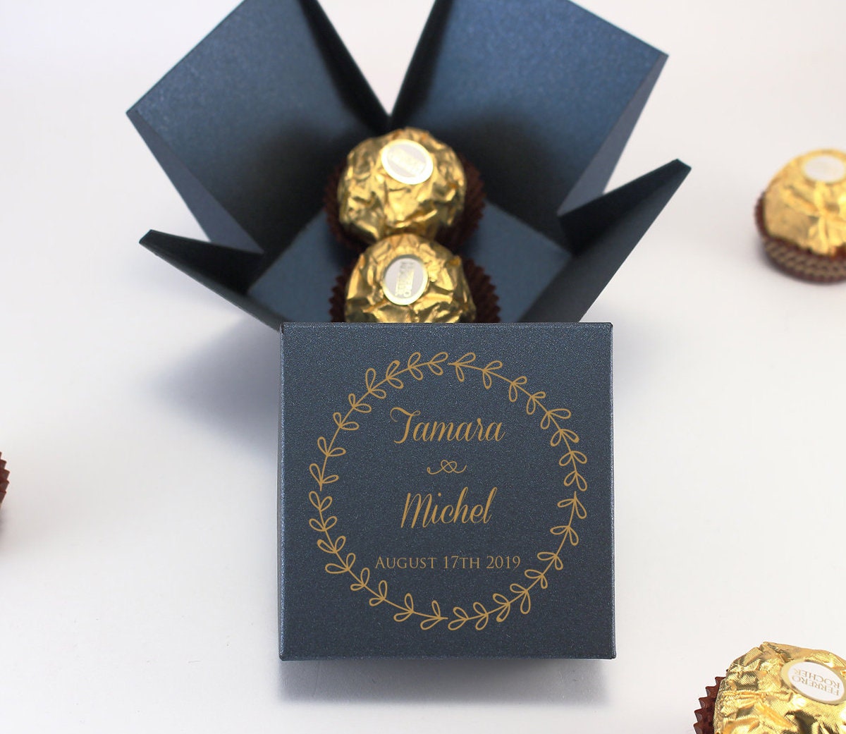 100 Wedding Favor Boxes - Custom Logo Printed, Personalized Gift Boxes ...