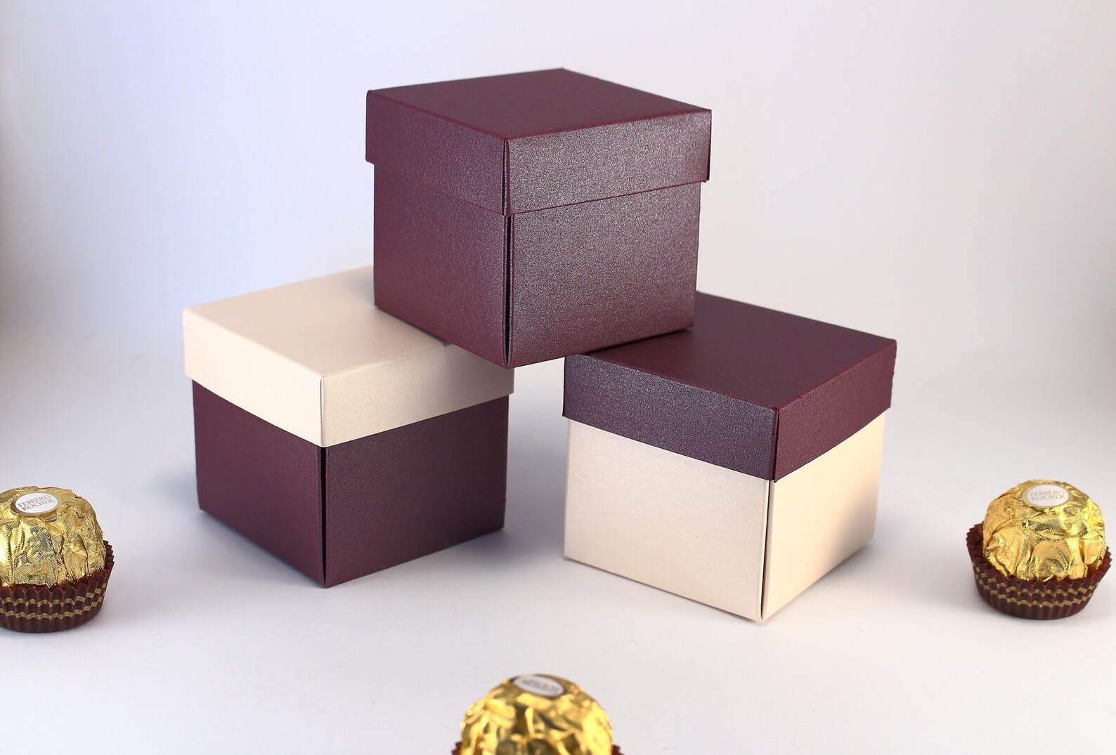 50 Small Coral Wedding Favor Boxes Coral & Burgundy Themed - Etsy