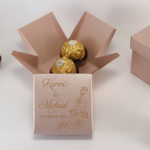 50 Rose Gold Gift Boxes With Lids - Wedding Favor Boxes With Custom ...
