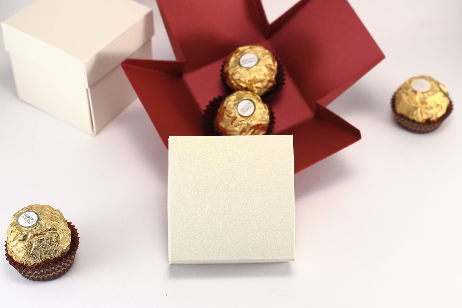 10 RED Favor Boxes Small Gift Boxes with Lids Bridal | Etsy