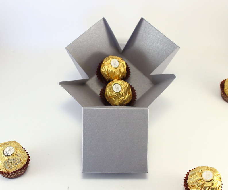 10 Silver Favor Boxes With Lids - Wedding Bonbonniere - Party Favor ...