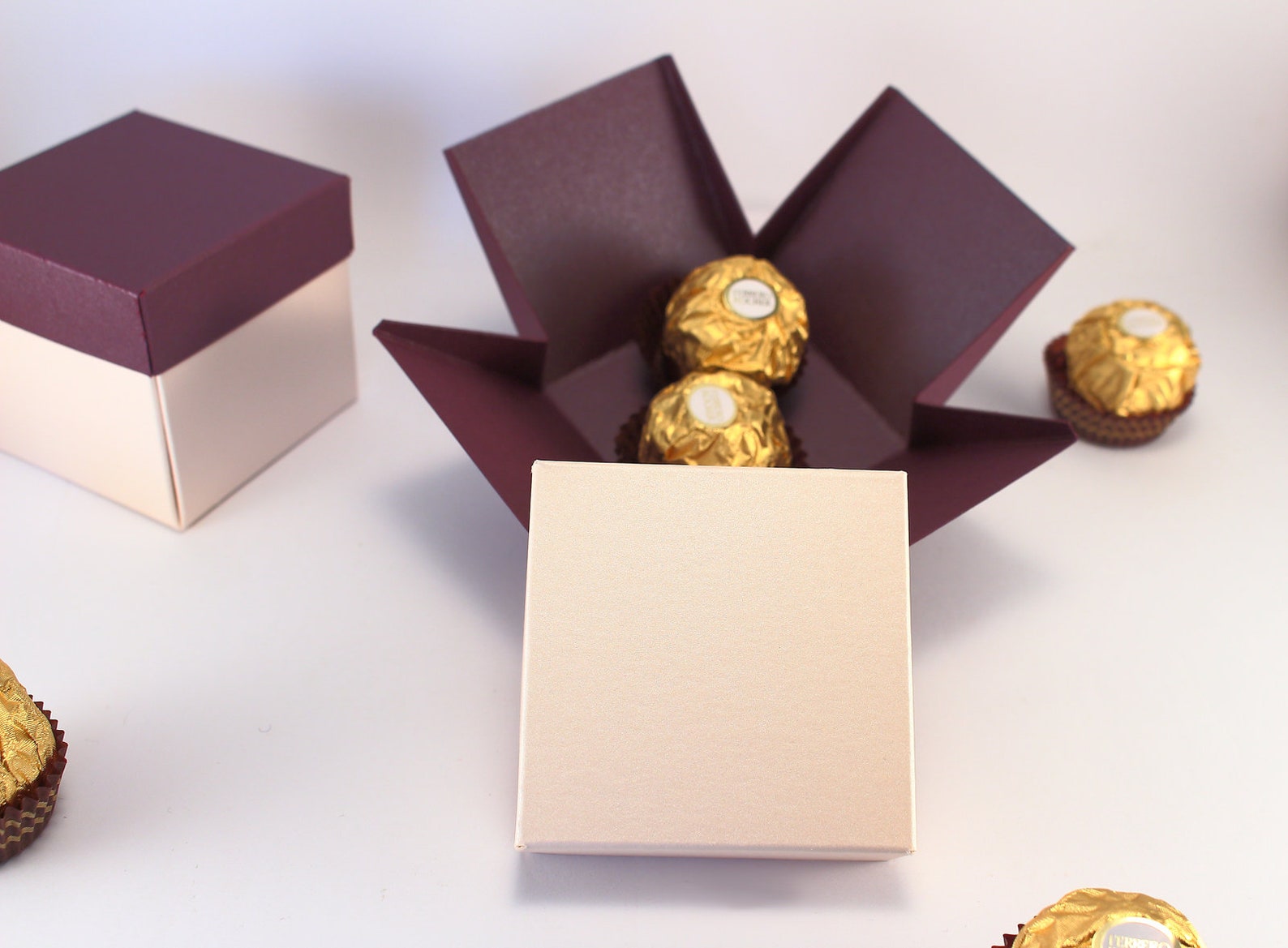 10 Favor Boxes Small Burgundy RED Gift Boxes With Lids Bridal Shower ...