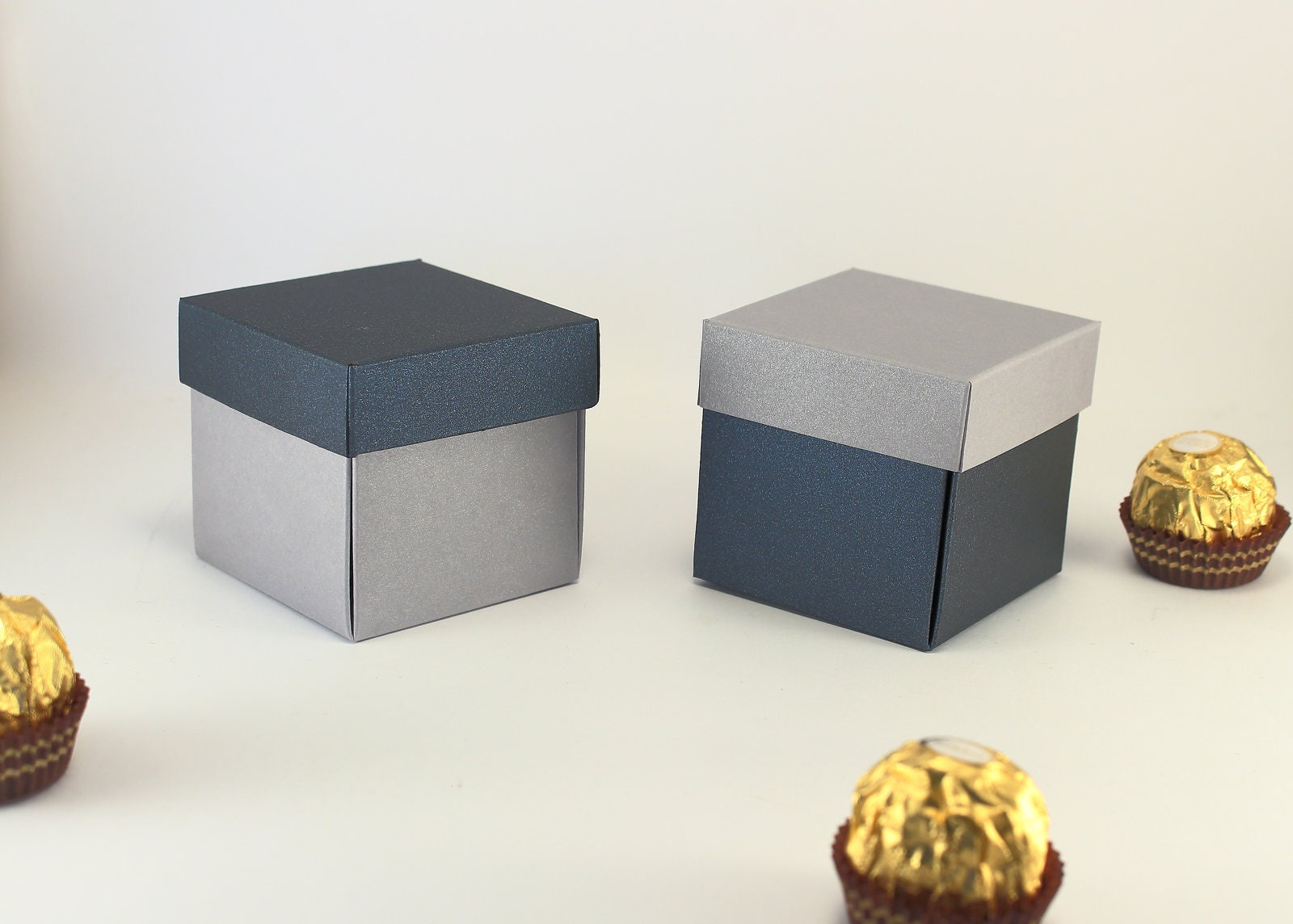 10 Silver Favor Boxes With Lids - Wedding Bonbonniere - Party Favor ...