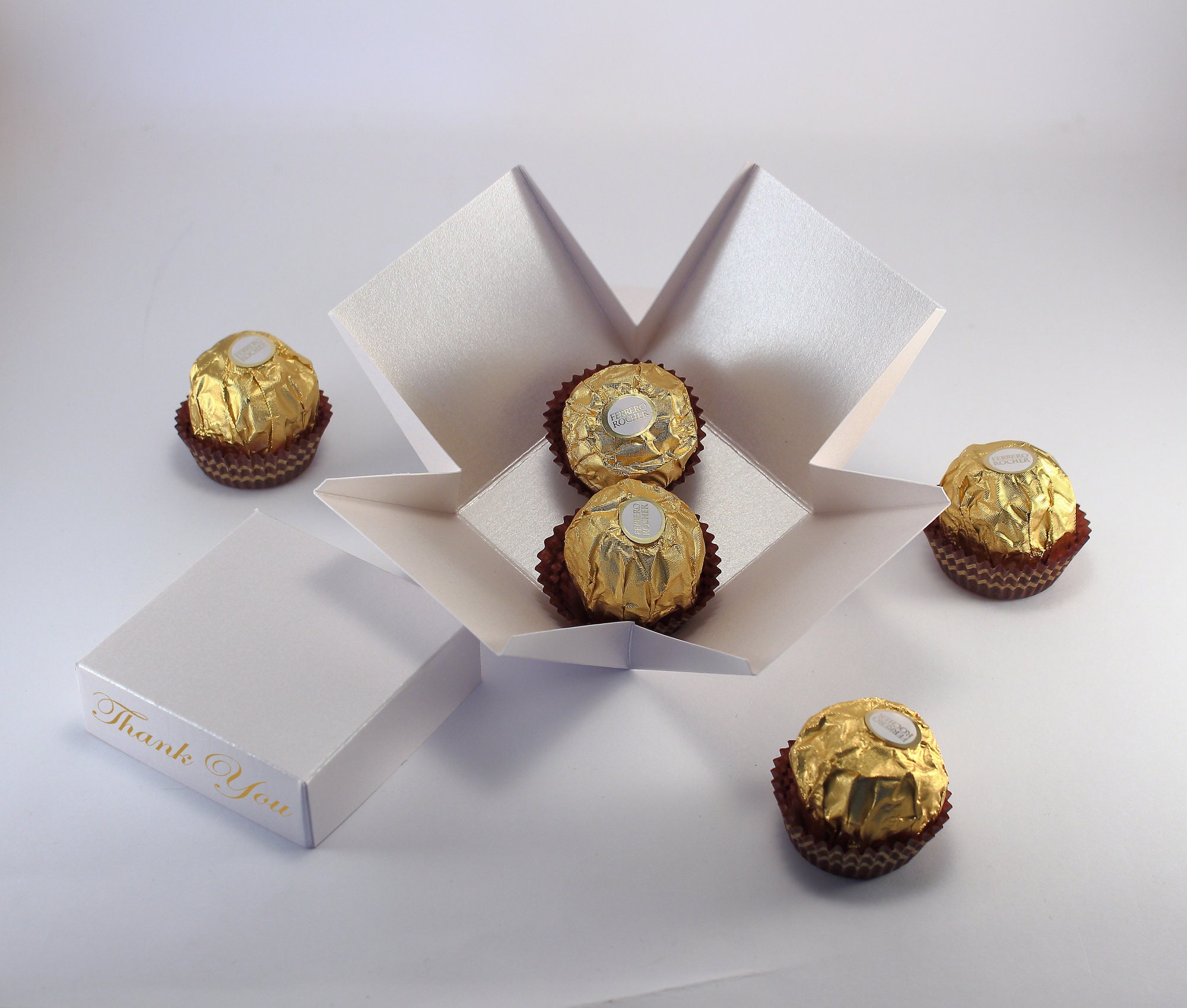 35 White Wedding Favor Boxes - Personalized Custom Text Printed Ribbon ...