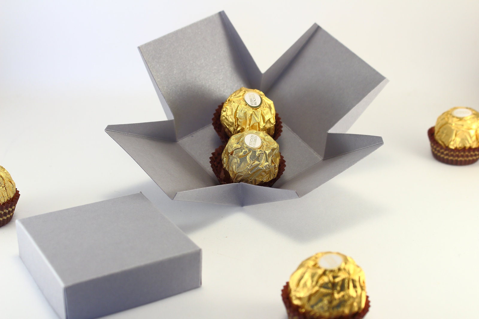 10 Silver Favor Boxes With Lids - Wedding Bonbonniere - Party Favor ...