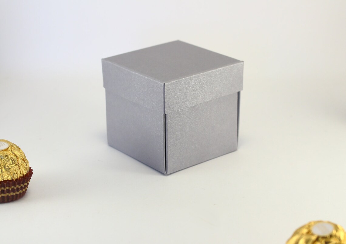 10 Silver Favor Boxes With Lids - Wedding Bonbonniere - Party Favor ...