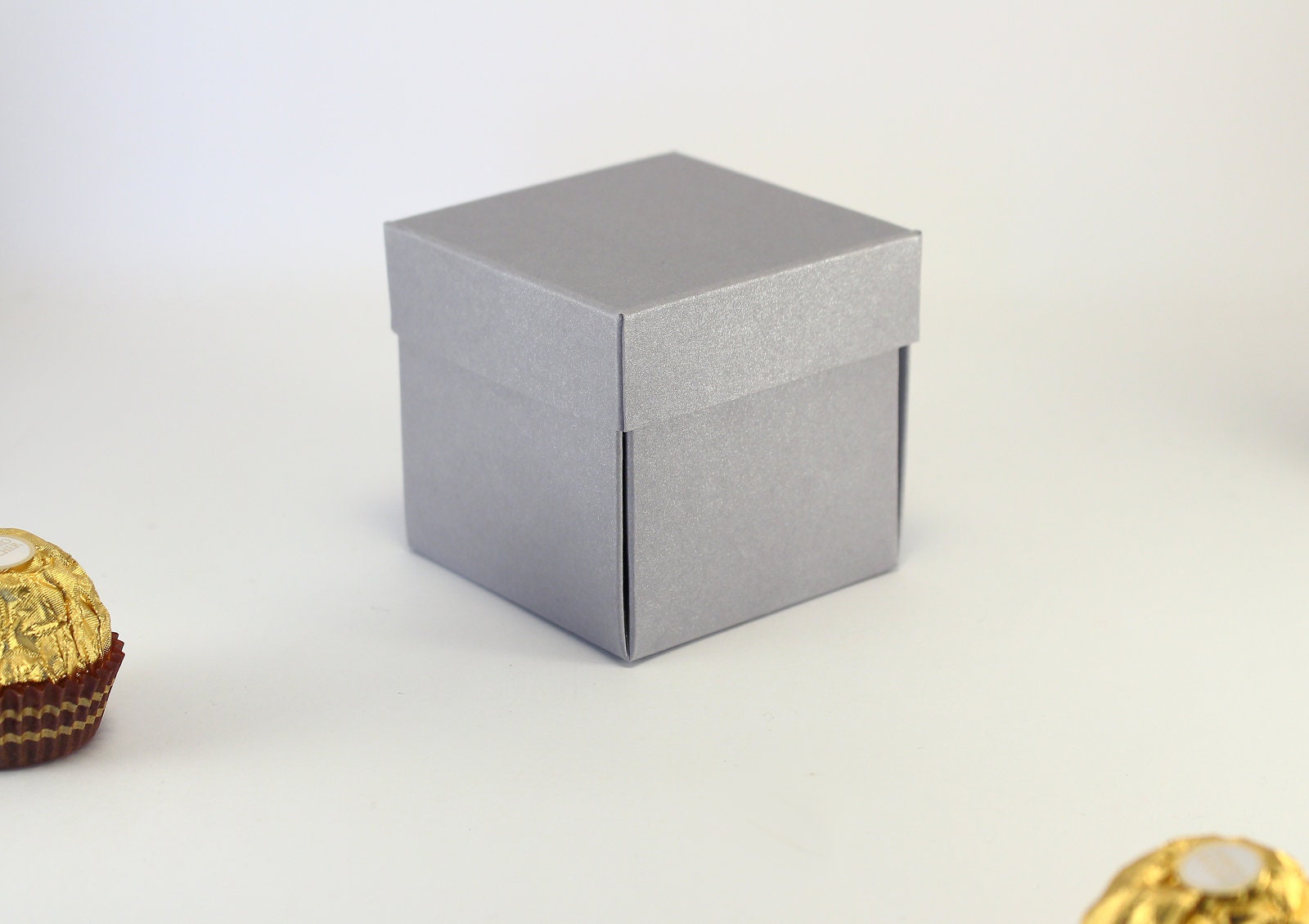 10 Silver Favor Boxes With Lids - Wedding Bonbonniere - Party Favor ...