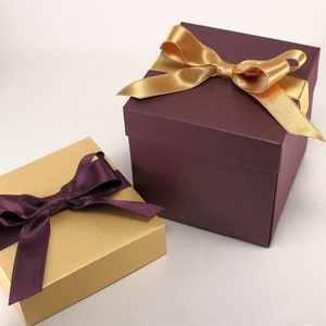10 Wedding Favor Boxes, 4x4x4 Cube Boxes With Ribbon Bow for Wedding ...