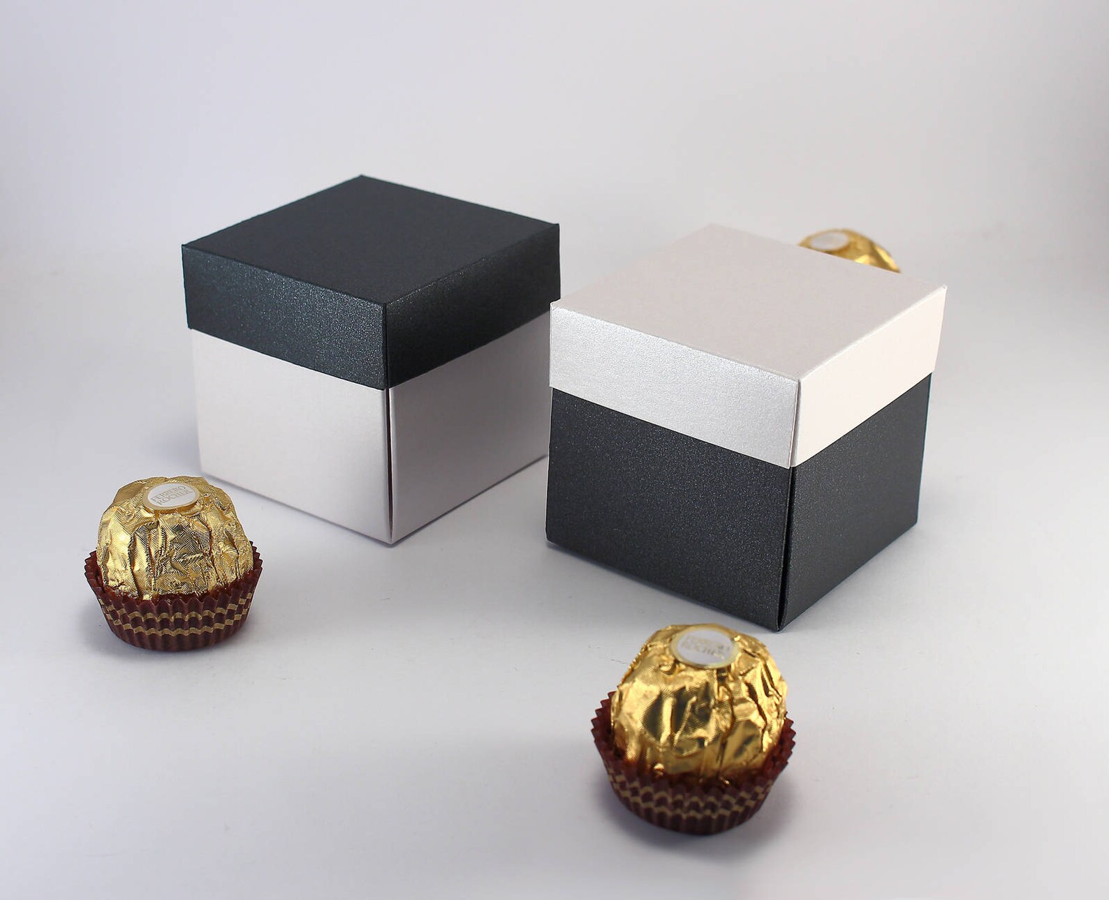70 BLACK Favor Boxes - 2 Pieces Party Gift Boxes - Bridal Shower ...
