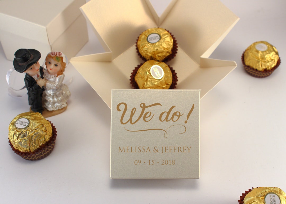 50 White Gold Gift Boxes With Lids Personalized Wedding Favor Boxes ...