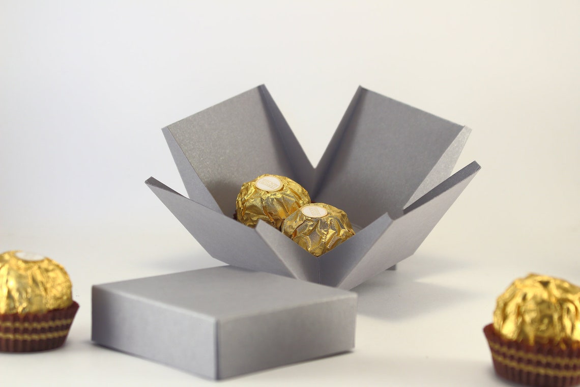 10 Silver Favor Boxes With Lids - Wedding Bonbonniere - Party Favor ...