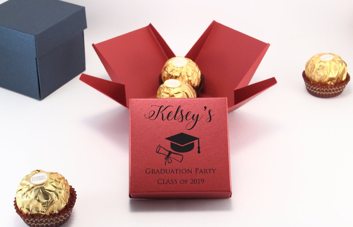 60 Graduation Favor Boxes Personalized BLACK Gift Boxes With - Etsy