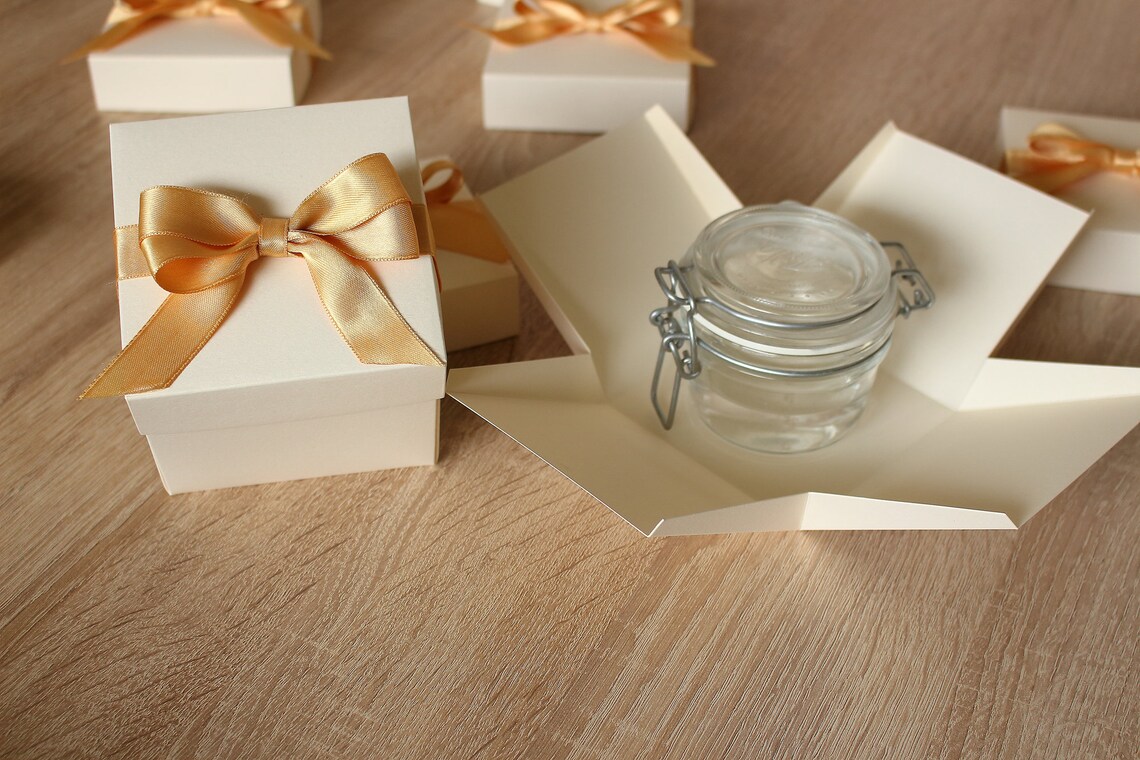 10 Wedding Favor Boxes 4x4x4 Cube Boxes With Ribbon Bow for - Etsy