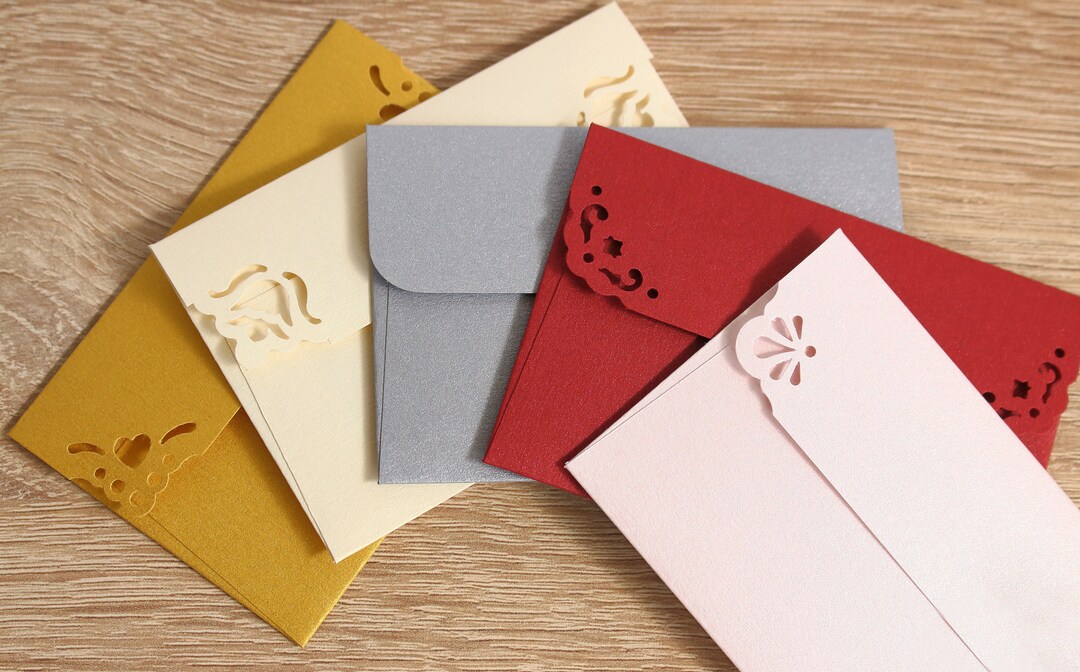 25 Mini Envelopes and Cards - Assorted Colors Pearlescent Envelopes ...