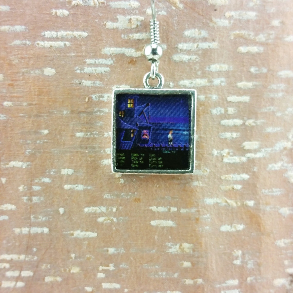 Retro Computer Game Earrings 1/2 Square Silver Bezel - Etsy