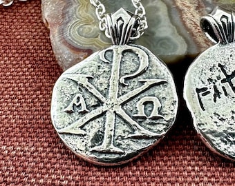 Chi Rho Ancient Coin Replica Silver Pendant - Etsy