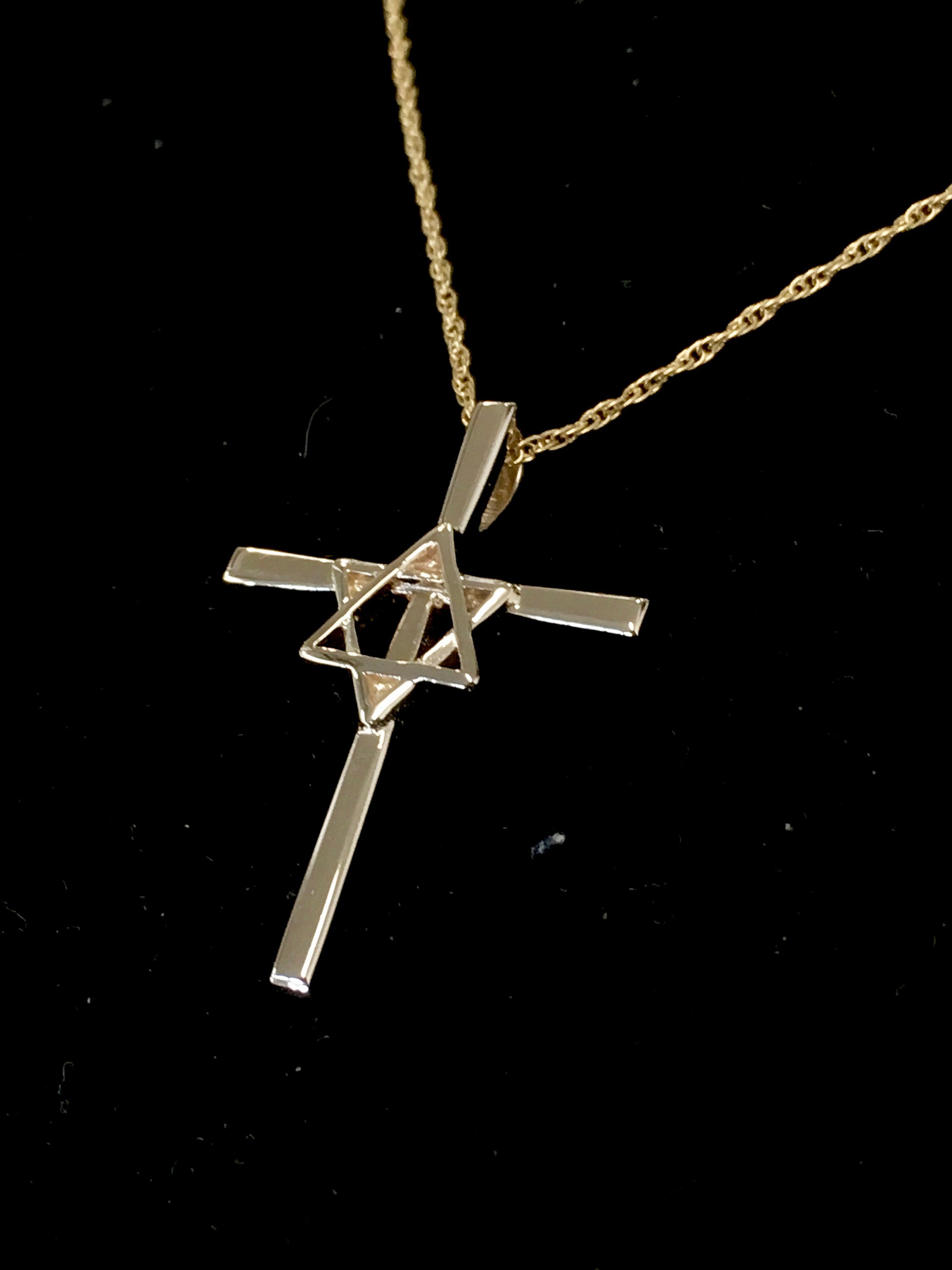 14K Gold Star of David Cross Pendant Identity Series - Etsy