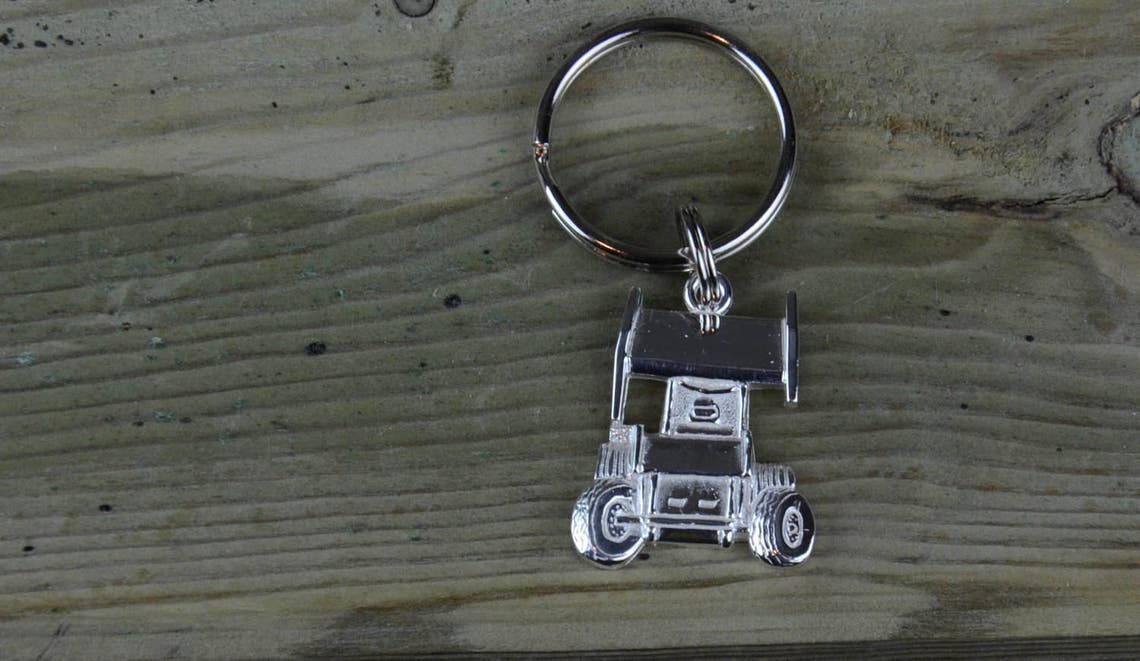 Sprint Race Car in Sterling Silver PENDANT or KEYCHAIN - Etsy
