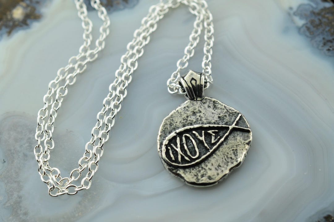 IXOYE Ichthys Sterling Silver Pendant or Keychain – Ancient Faith ...