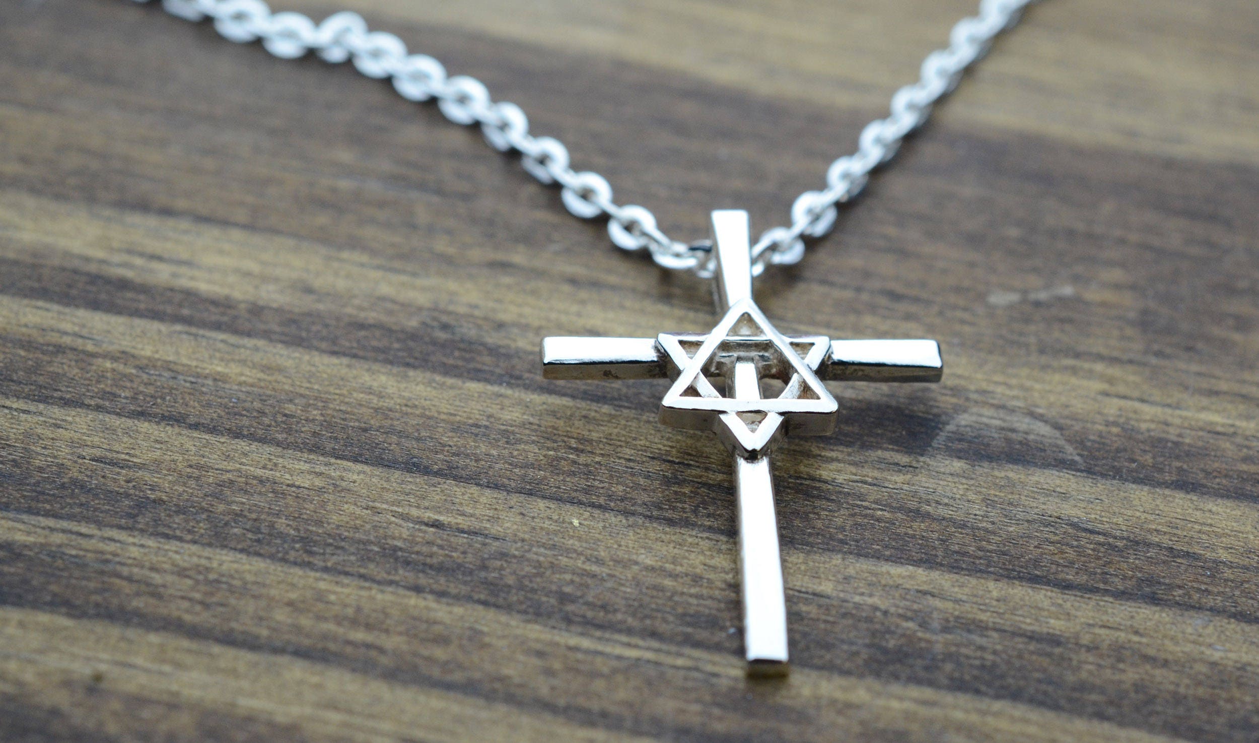 Star of David Cross Pendant in Sterling Silver - Etsy