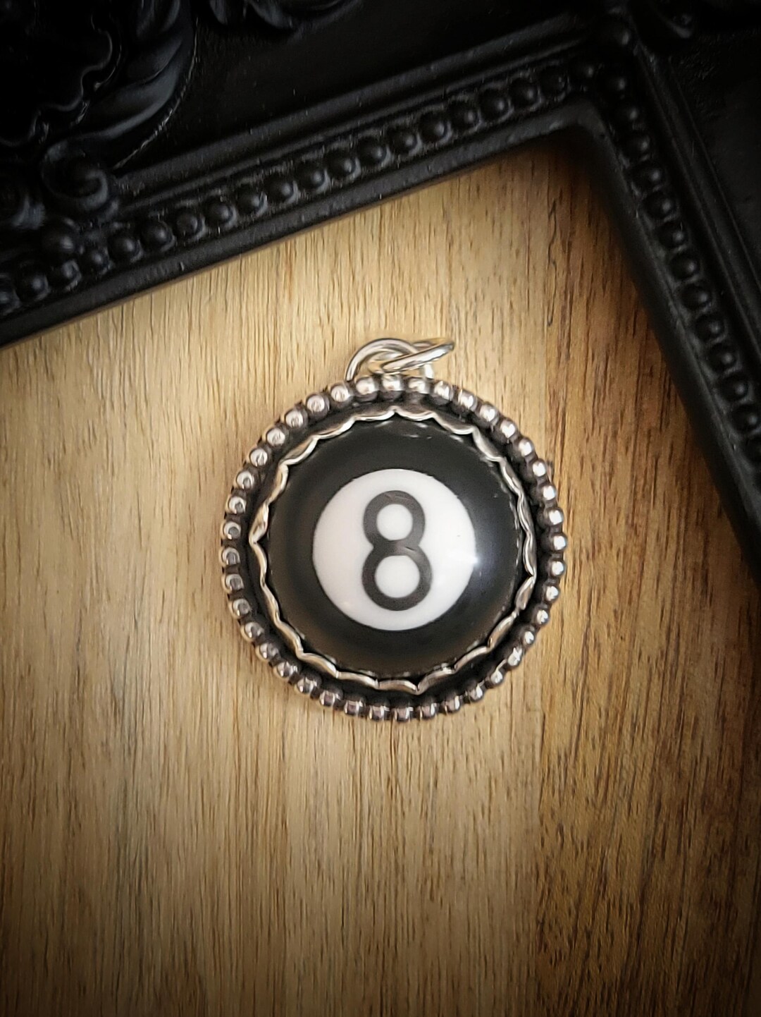 Sterling Silver 8 Ball Pendant. Handcrafted. Wearable Art. Lucky Number ...