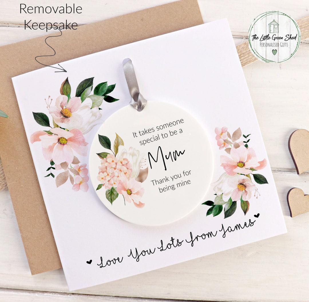 Personalised Mum Keepsake Card: Blush Floral Acrylic Disc - Etsy