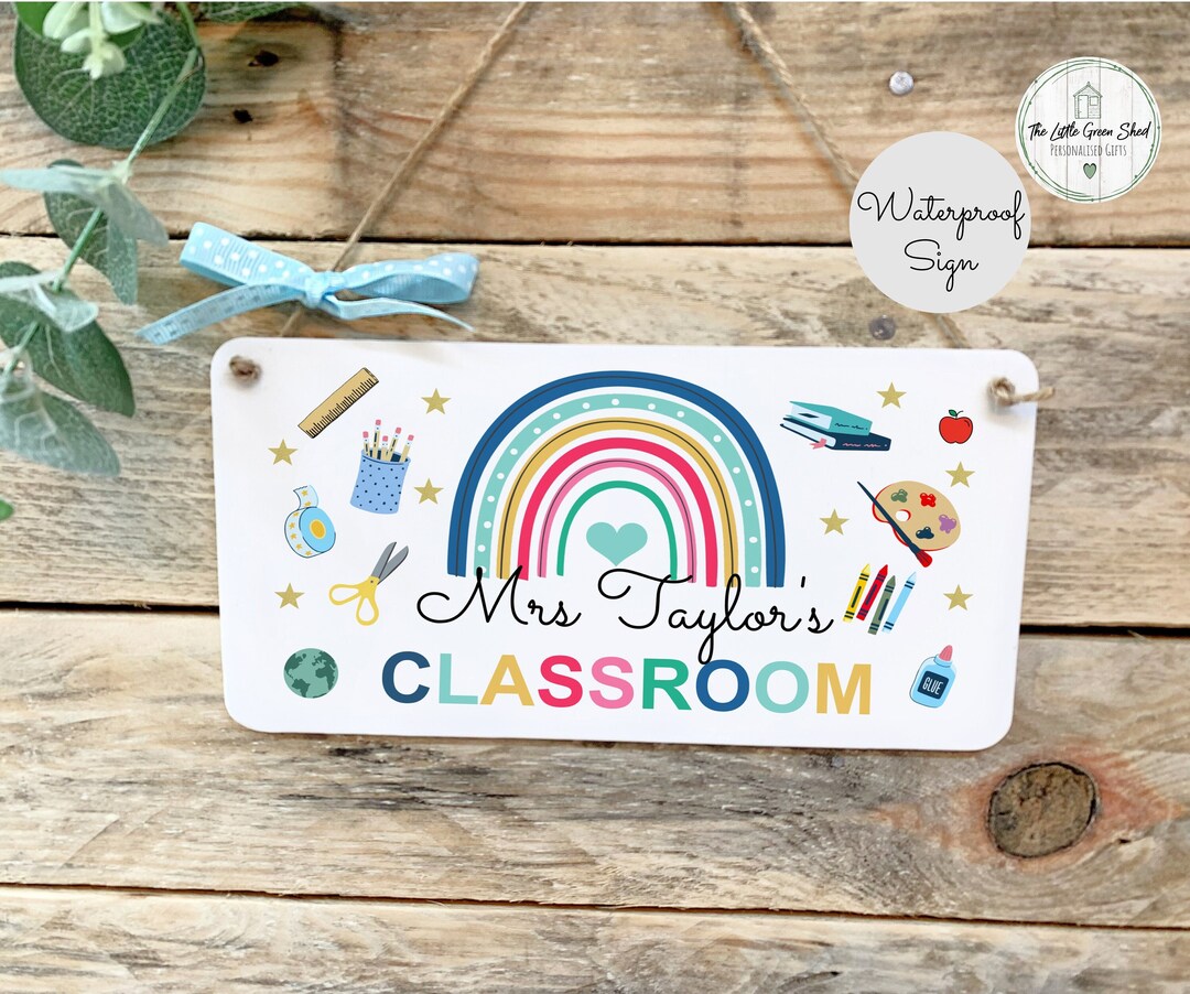 Personalised Teacher Door Sign, Custom Classroom Decor, Teacher Name ...