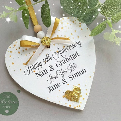 2 Sizes Large Heart Golden 50th Wedding Anniversary Card Gift - Etsy