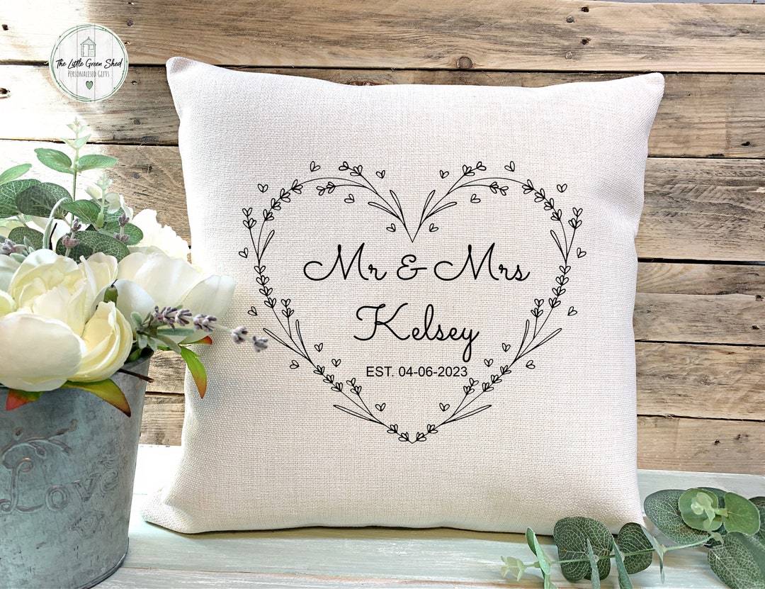 Mr and Mrs Cushion, Wedding Cushion, Newlywed Gift, Couples Gift, Gift ...