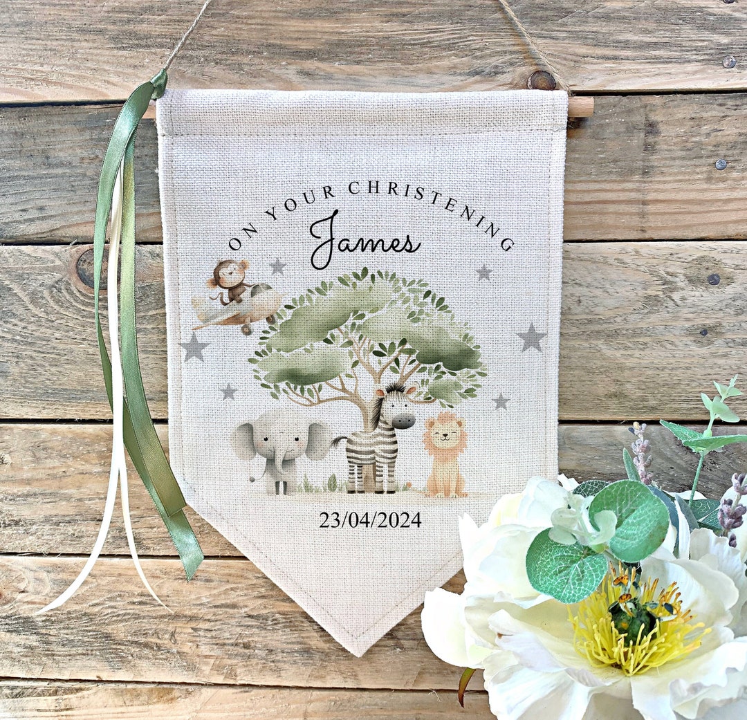 Personalised Christening Sign Christening Flag Baptism Gift Christening ...