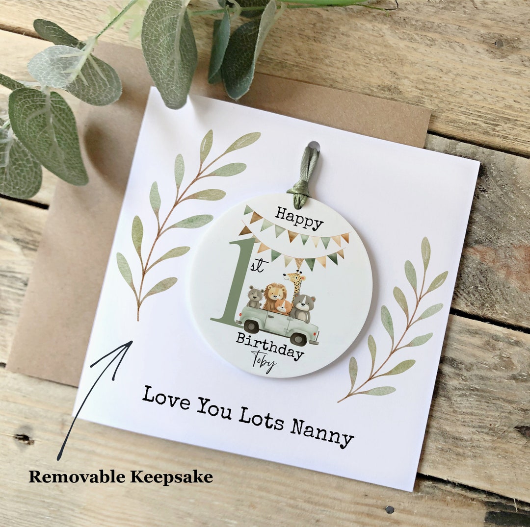 Personalised 1st Birthday Keepsake Card, Acrylic Detachable Ornament ...