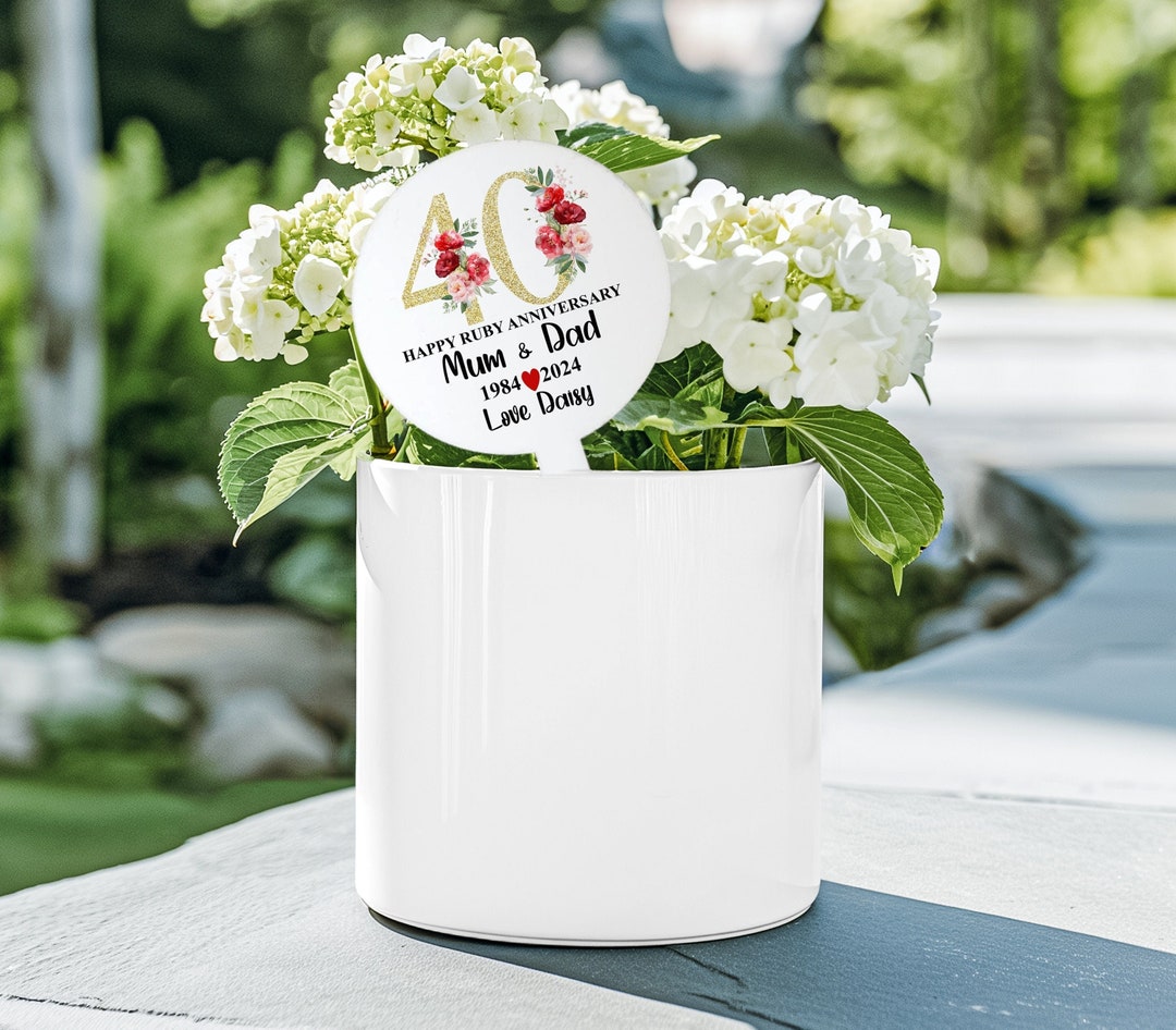 Ruby Wedding Anniversary Gift - Personalised 40th Anniversary Plant ...