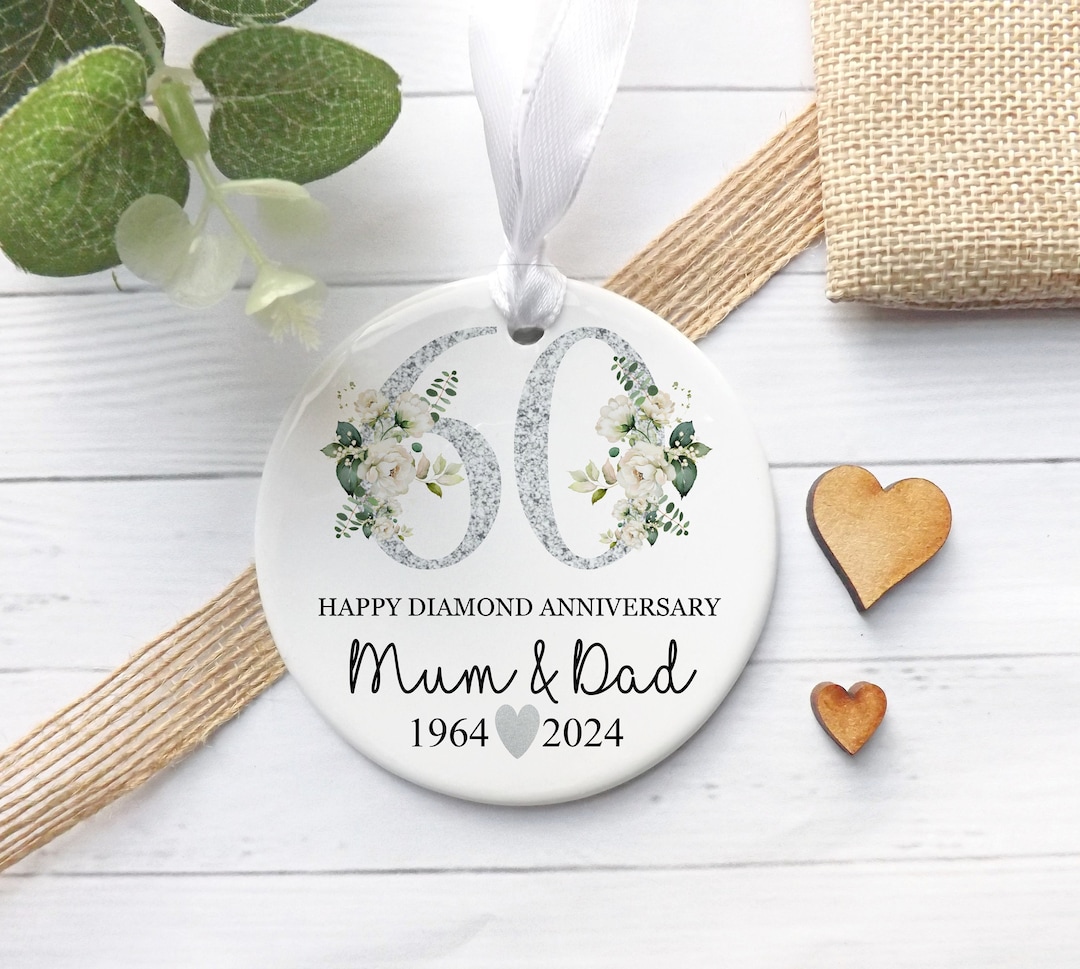 Diamond Anniversary Keepsake, 60th Anniversary Gift, Ceramic Wedding ...