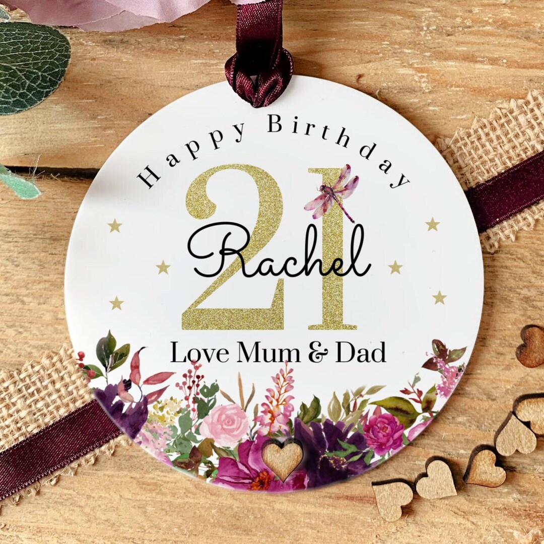 Personalised 21st Birthday Keepsake: Floral Acrylic Plaque - Etsy UK