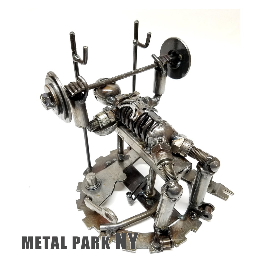 Scrap Metal Gym Rat Sculpture, Handmade Recycled Steel Art, Fitness ...
