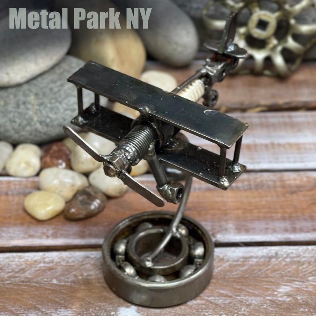 Handmade Biplane Sculpture, Made From Motorcycle Parts & Scrap Metal ...