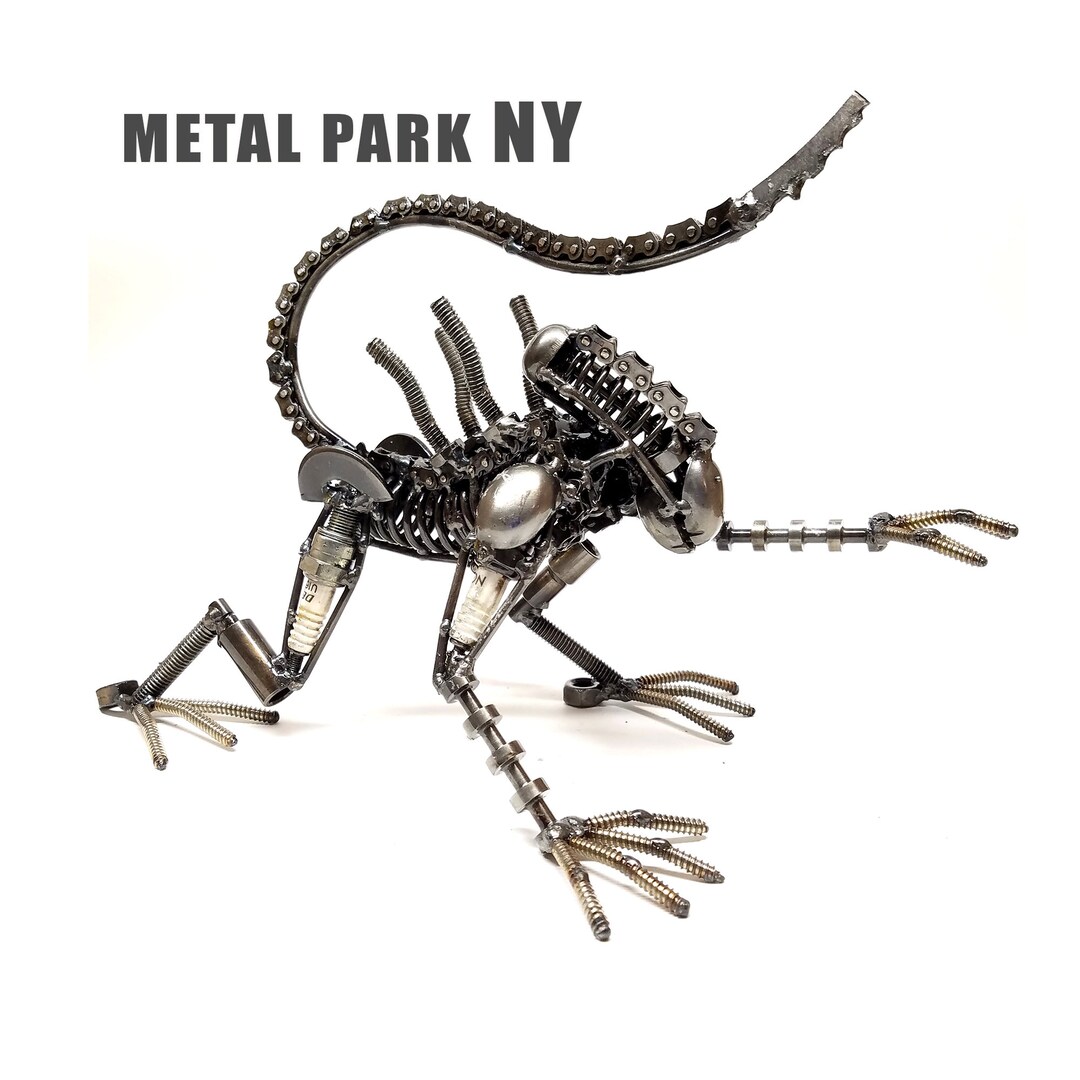 Steampunk Alien - Creature Sculpture - Handmade Recycled Metal Monster ...