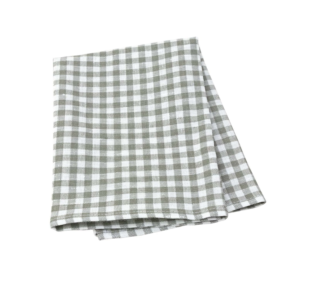 Sage Green Linen Gingham Napkins, Gingham Cloth Napkin Set for ...