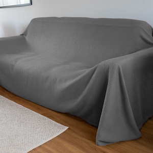 Cream Waffle Sofa Cover in Custom Sizes, Honeycomb Slipcover for Couch ...