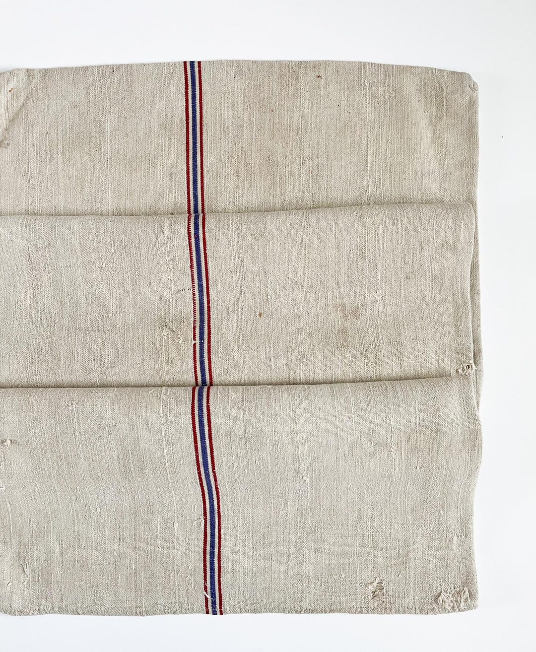 Blue and Red Stripe Grain Sack, Antique Feedsacks With Red Stripes ...