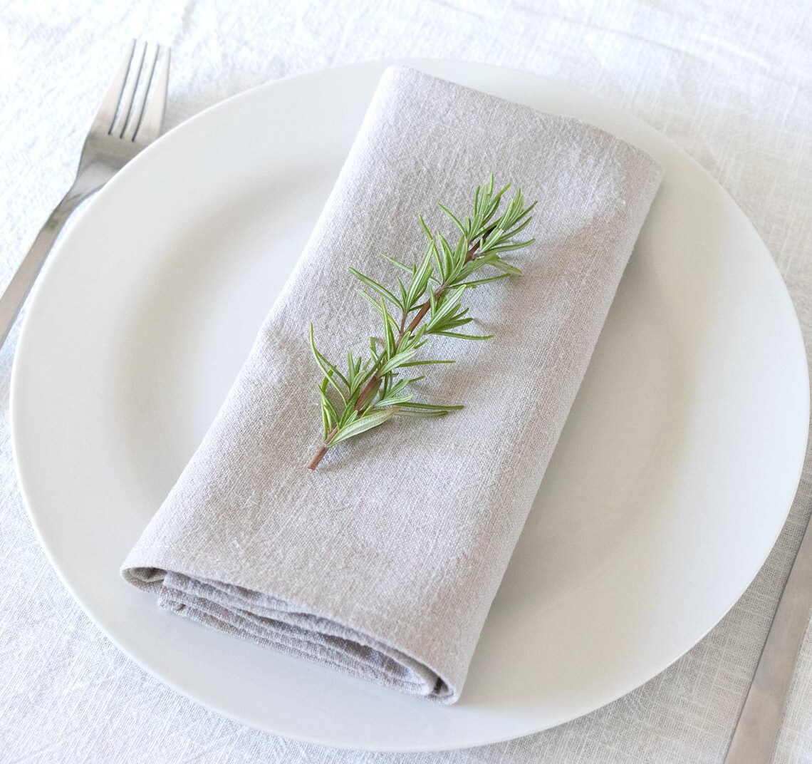 Natural Linen Napkins Gift Set for Christmas, Stonewashed Linen Napkin ...