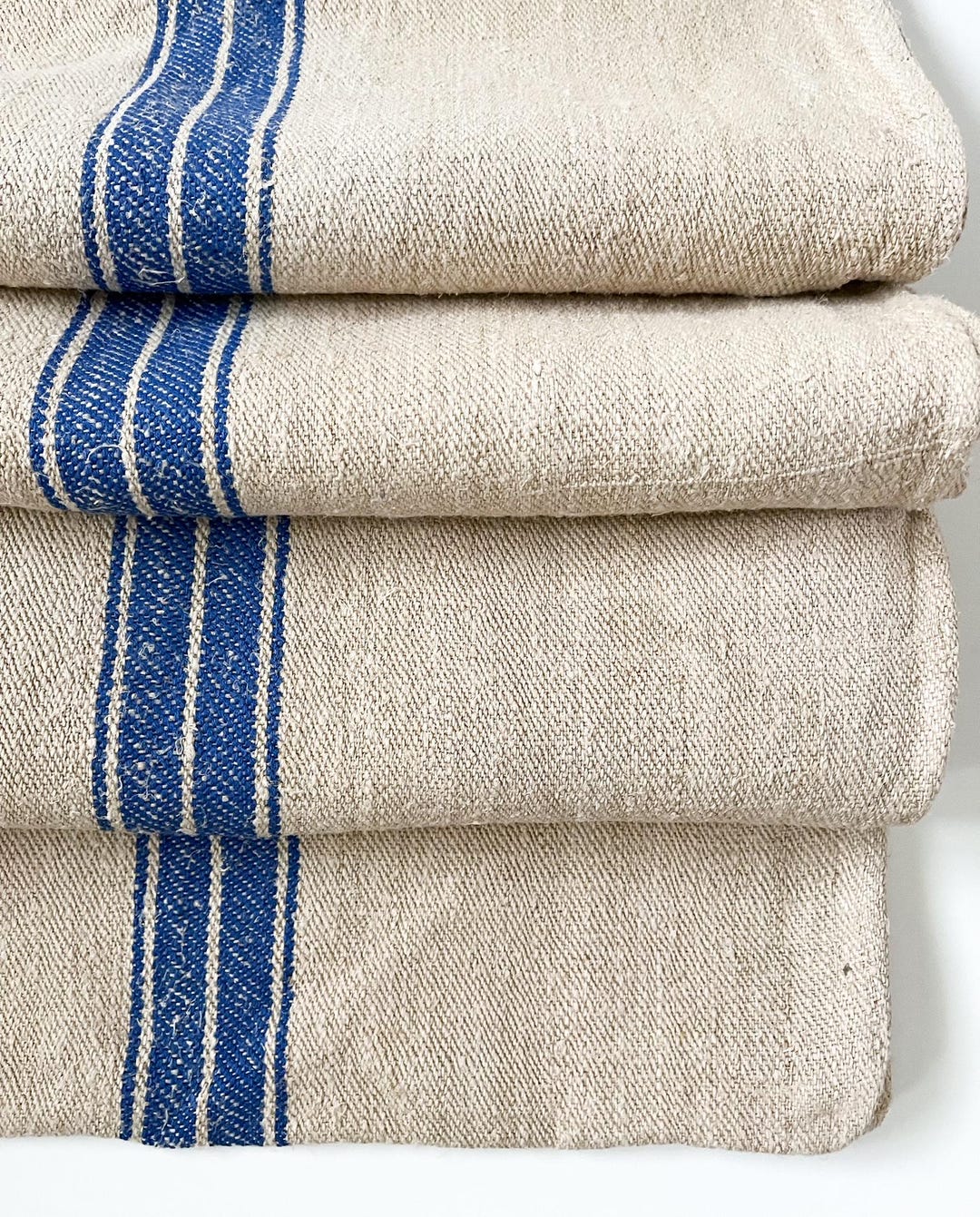 Rustic Grain Sack With Blue Stripes, Old Hungarian Feedsack for ...