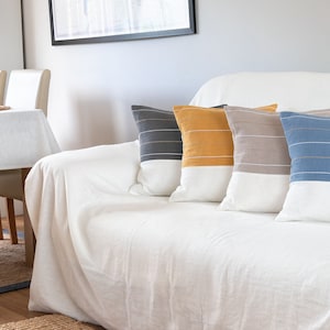 Large Linen Sofa Cover Scandi, Handmade Linen Slipcover for Sofa, Linen ...