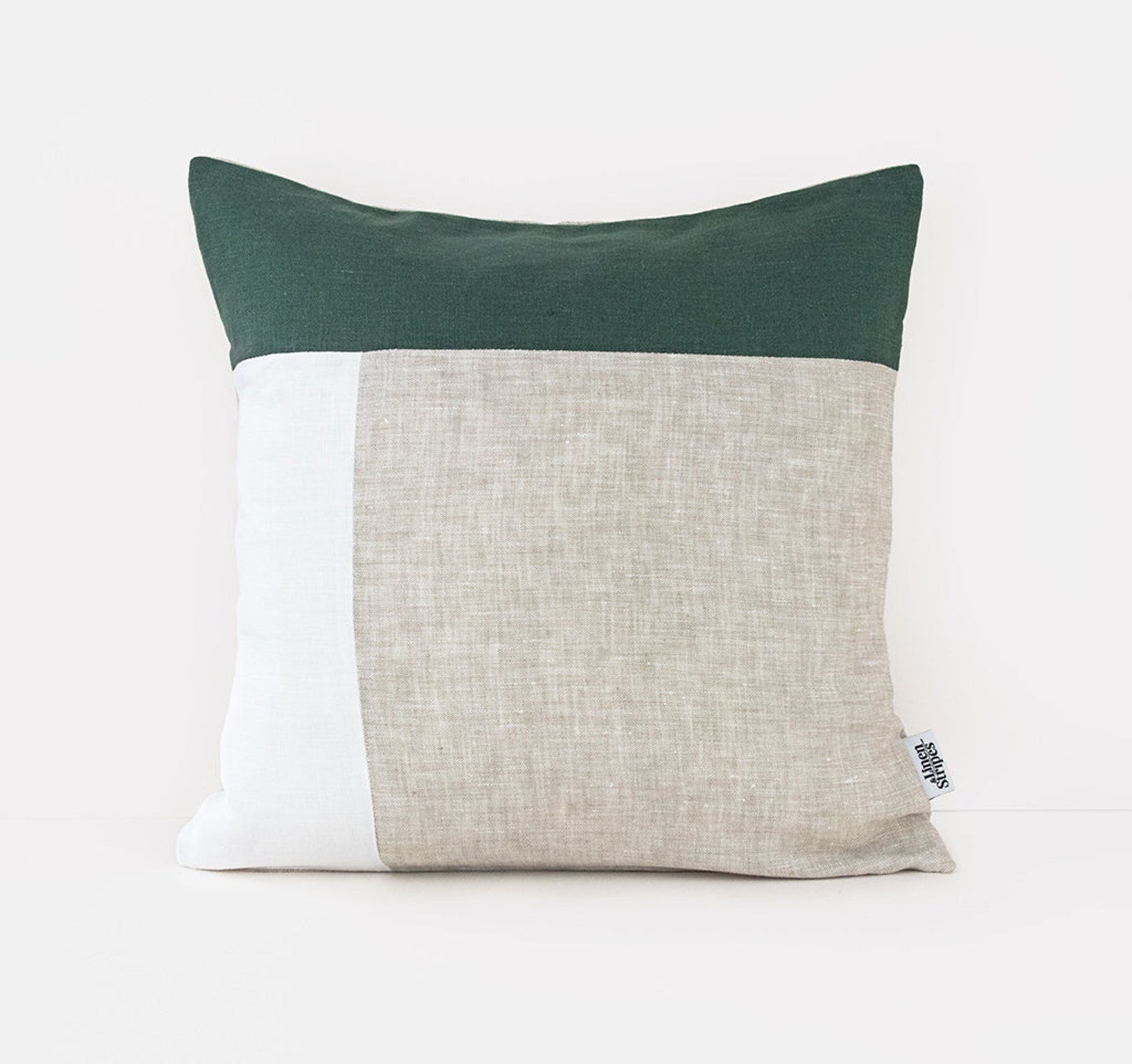 Green Throw Pillow Covers Color Block Pillow Cover Dark Green White ...