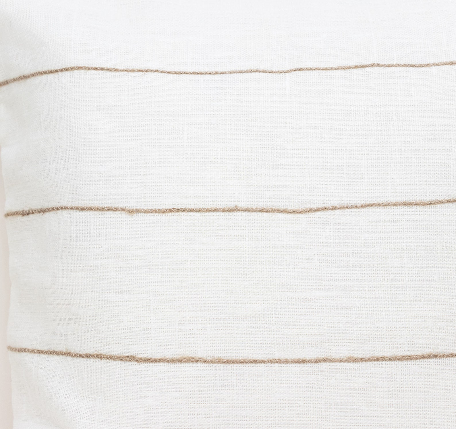 White Linen Pillow Covers With Natural Jute Stripes, Boho Throw Pillow ...